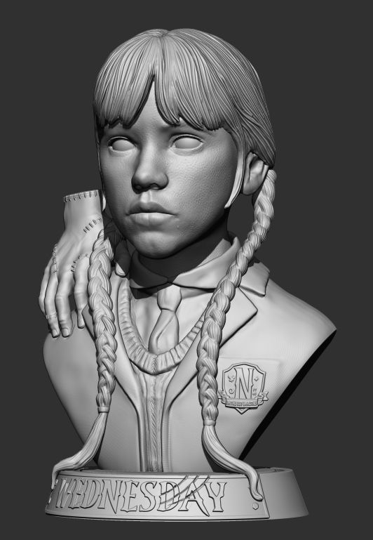 Wednesday Bust 3D model 3D printable | CGTrader