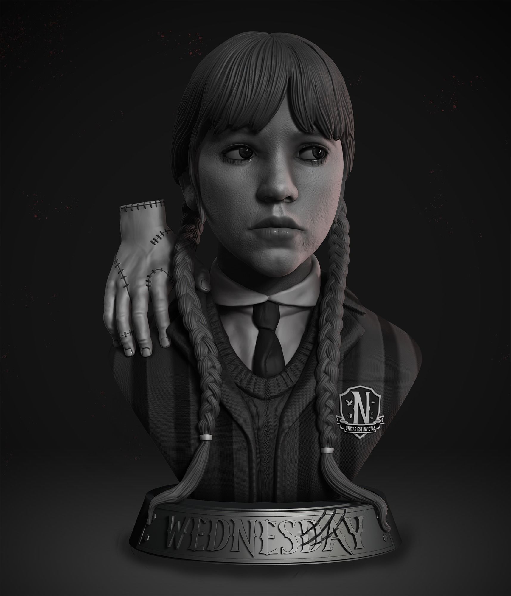 Wednesday Bust 3D model 3D printable | CGTrader