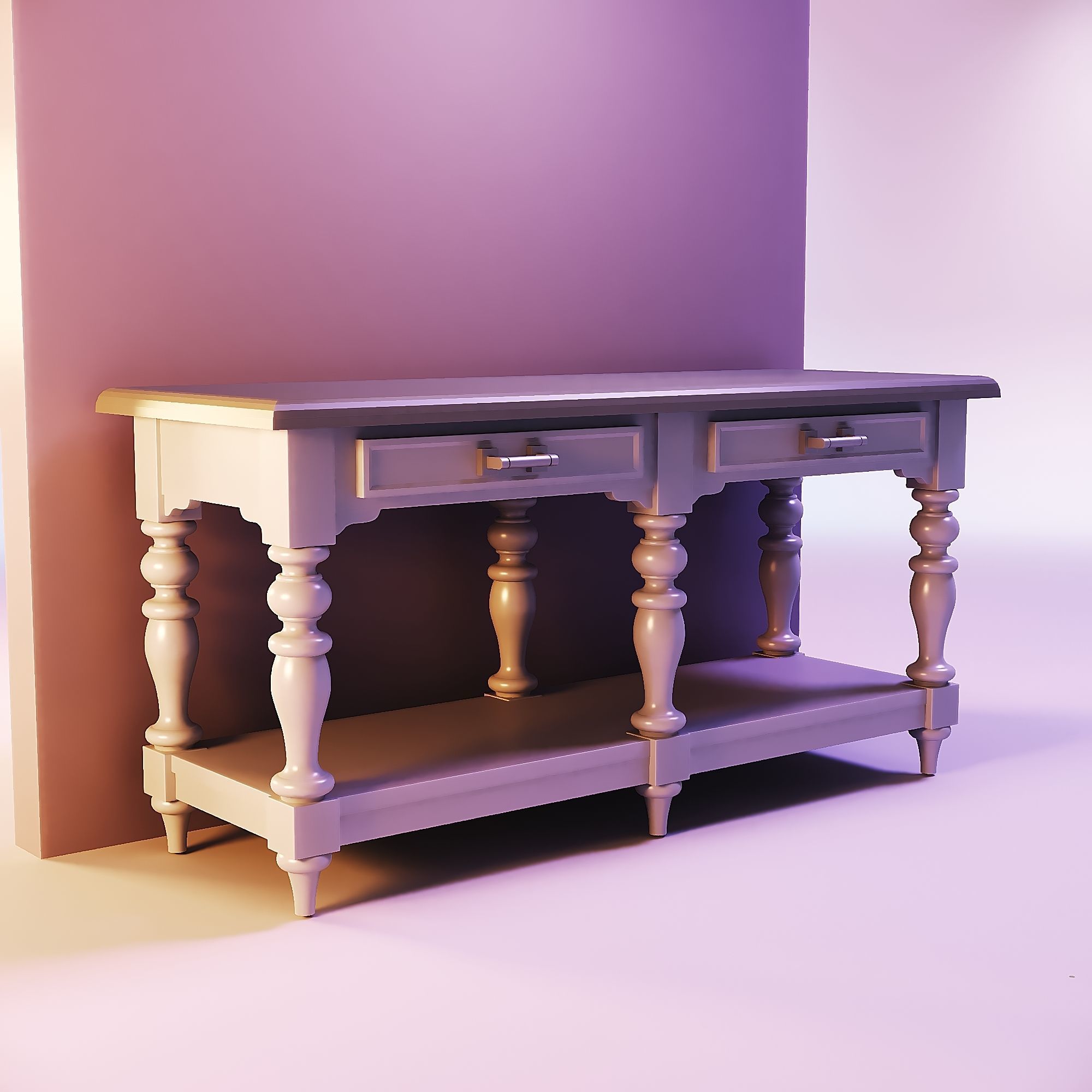 Miniature dollhouse furniture vintage console table 3D model 3D ...