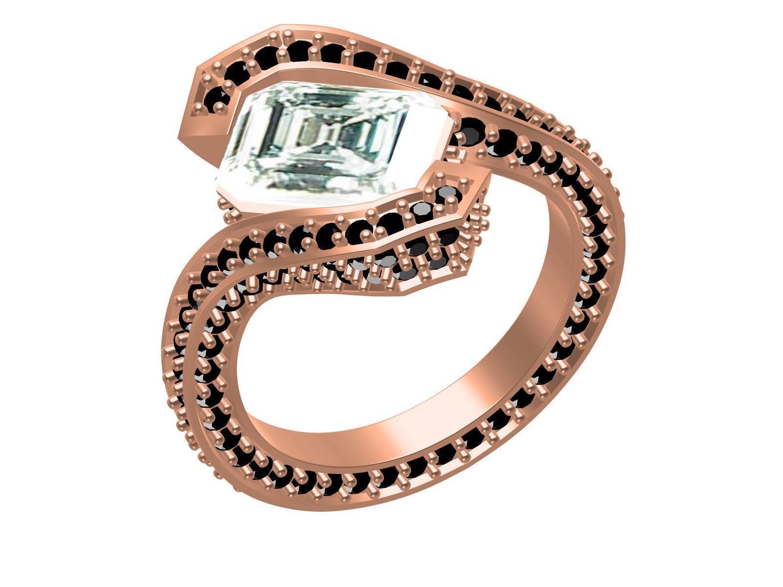 Emerald Cut Tension Setting Bypass Ring 3D model 3D printable | CGTrader Emerald Cut Tension Setting Bypass Ring 3D model 3D printable | CGTrader