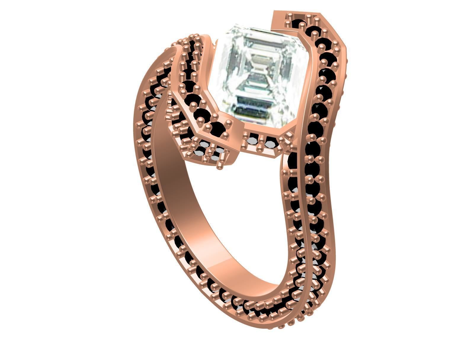 Emerald Cut Tension Setting Bypass Ring 3D model 3D printable | CGTrader Emerald Cut Tension Setting Bypass Ring 3D model 3D printable | CGTrader