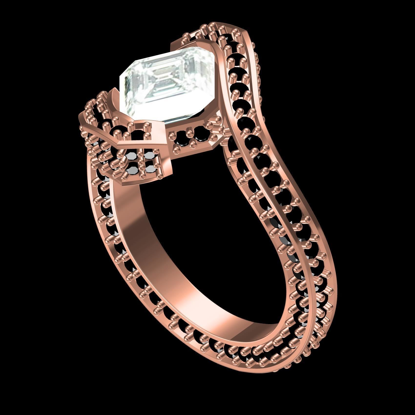 Emerald Cut Tension Setting Bypass Ring 3D model 3D printable | CGTrader Emerald Cut Tension Setting Bypass Ring 3D model 3D printable | CGTrader