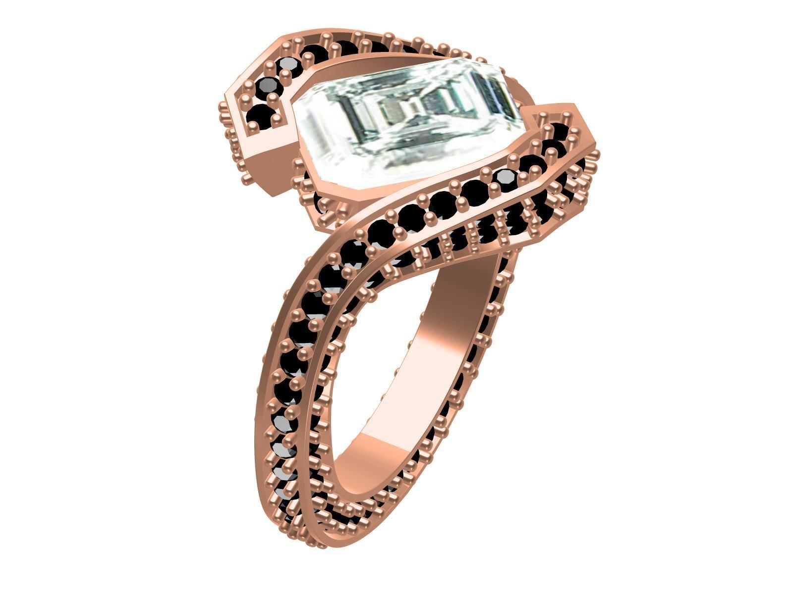 Emerald Cut Tension Setting Bypass Ring 3D model 3D printable | CGTrader Emerald Cut Tension Setting Bypass Ring 3D model 3D printable | CGTrader