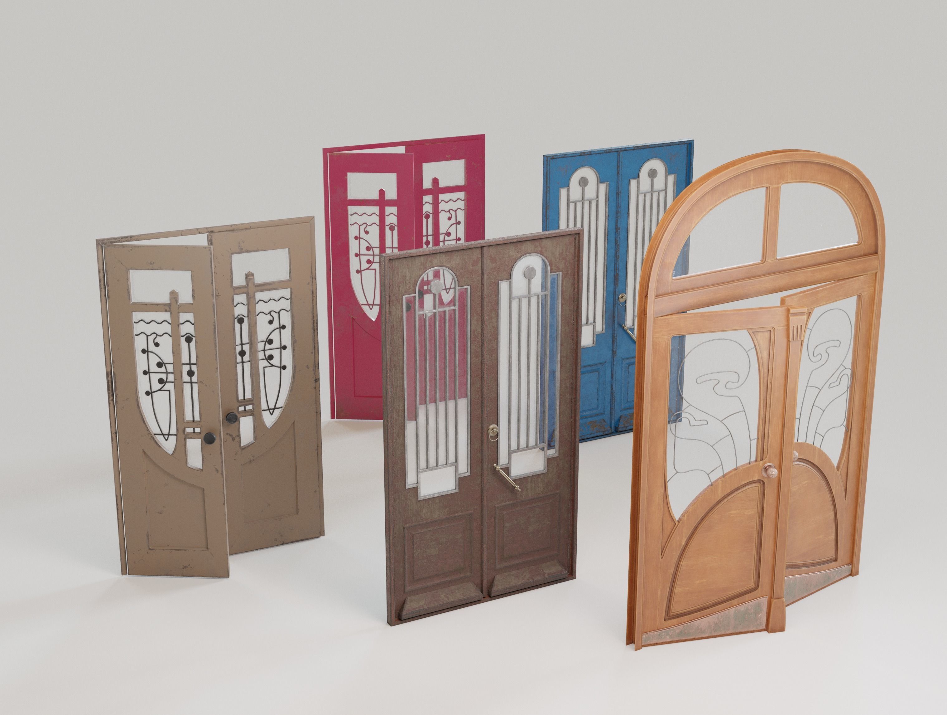 3D model Old Doors pack VR / AR / low-poly | CGTrader