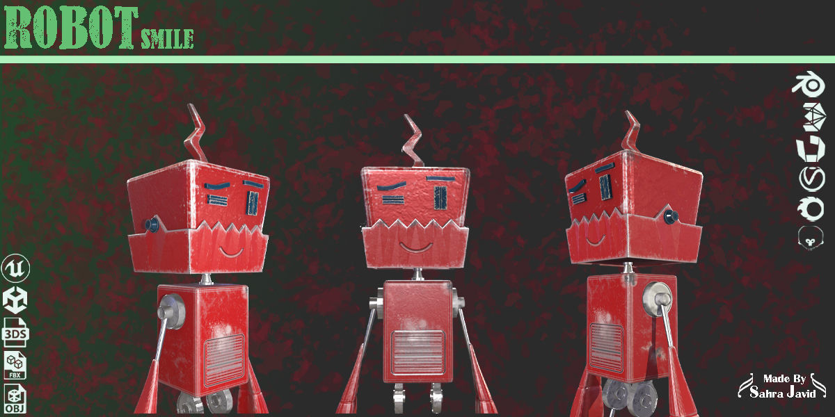 sci-fi -robot 01-robot smile 3D model | CGTrader