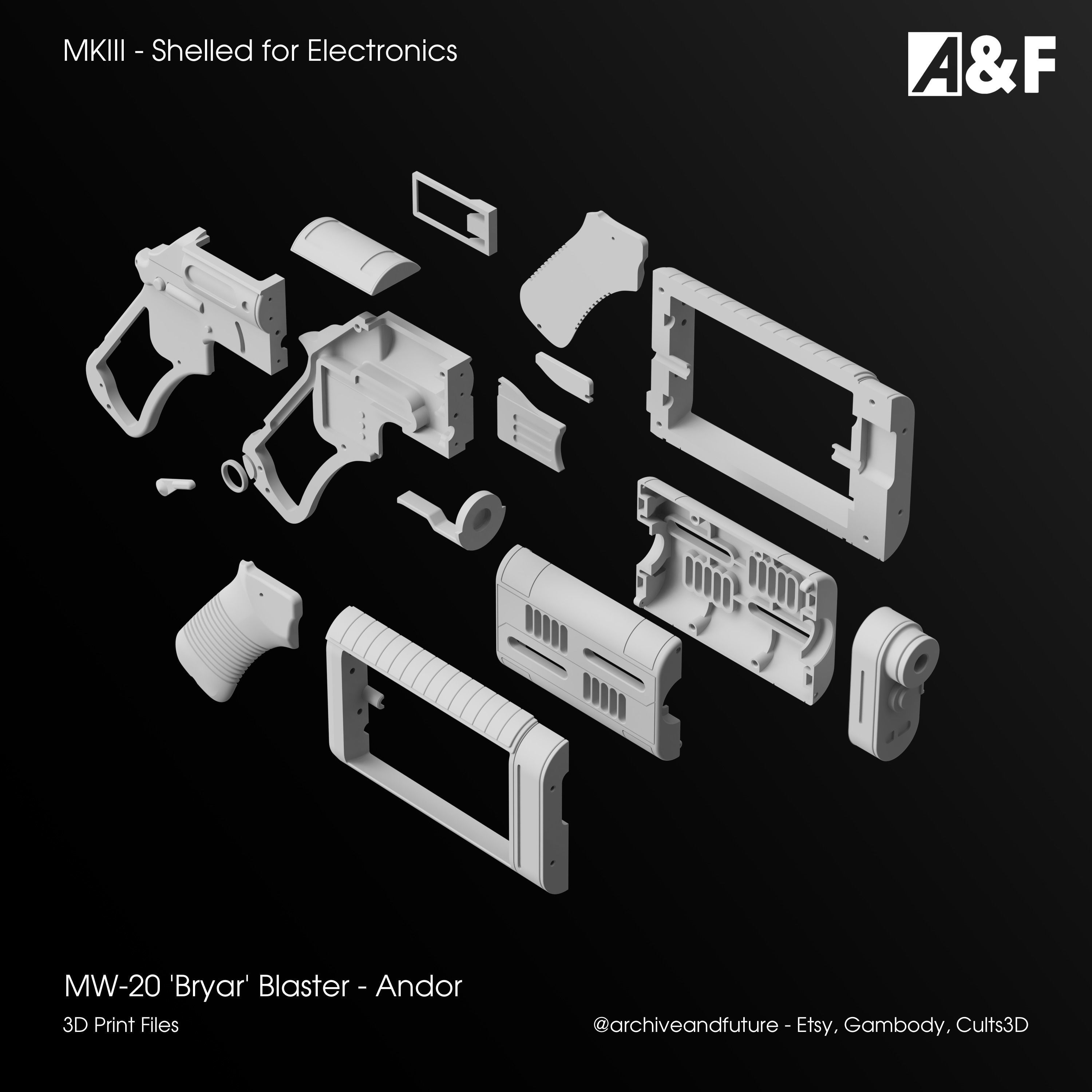 Cassian Andor MW20 Bryar Blaster Shelled Version 3D model 3D printable ...