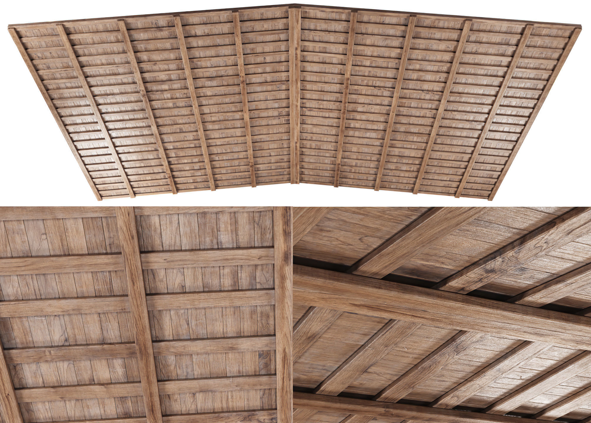 Gable Wooden Ceiling V3 3D model | CGTrader