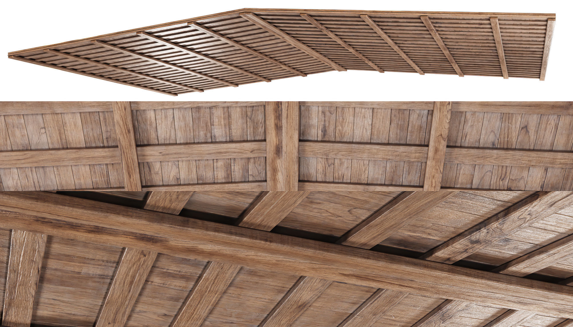 Gable Wooden Ceiling V3 3D model | CGTrader