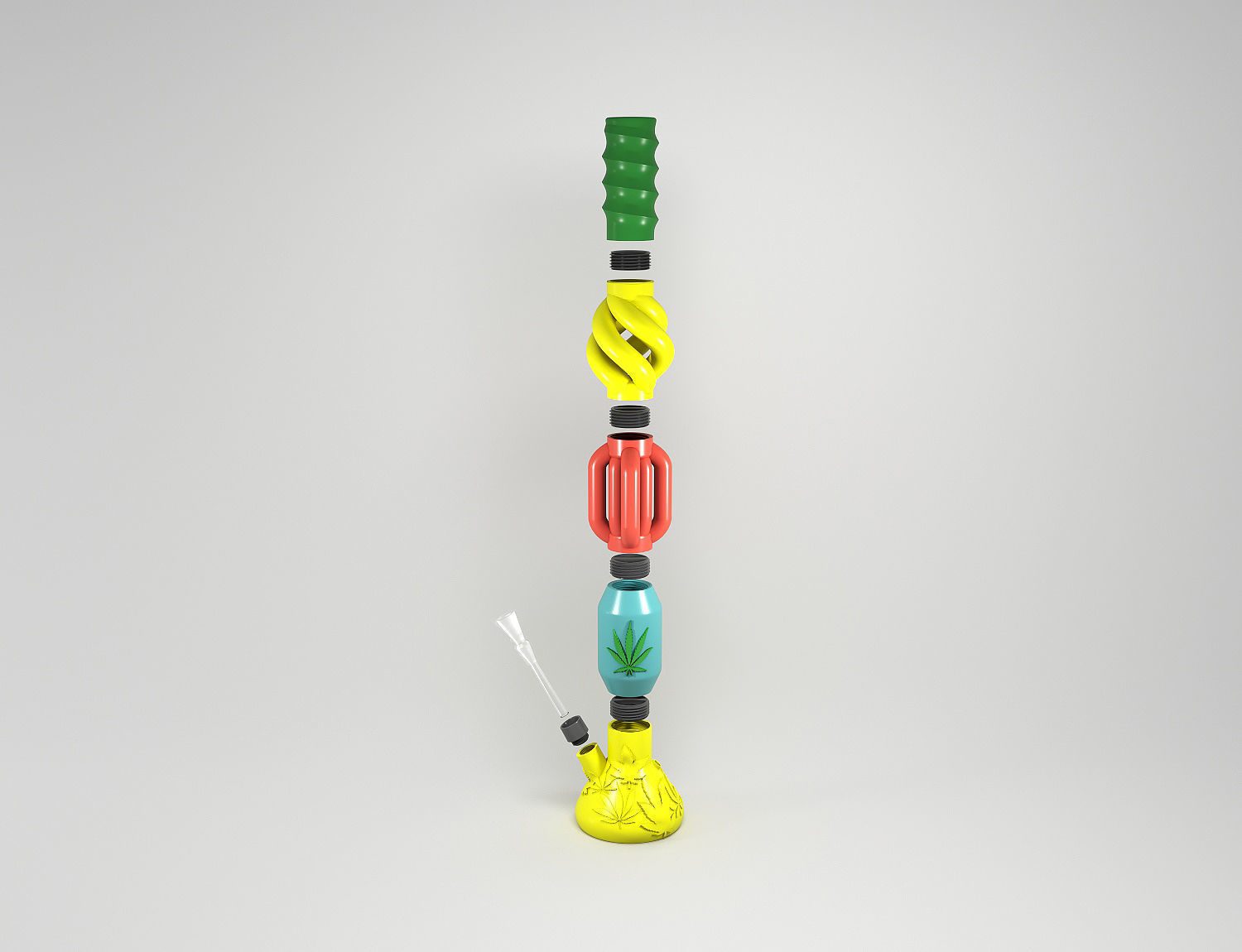 BUILD A CUSTOM BONG - Big Bong With Percolator 3D model 3D printable ...
