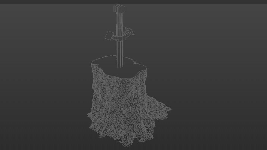 Sword embedded in tree trunk free 3D model | CGTrader