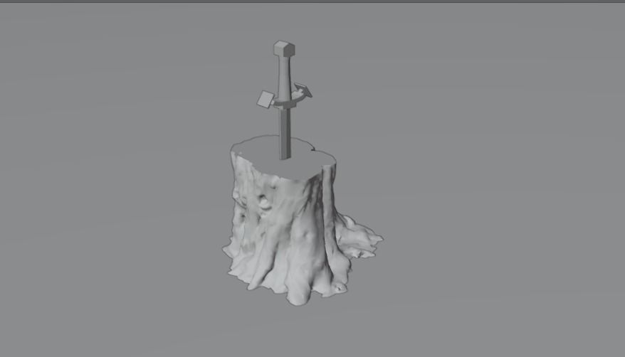 Sword embedded in tree trunk free 3D model | CGTrader