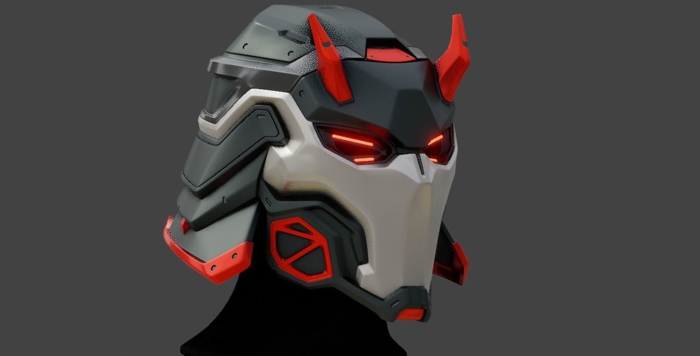 Cyber Samurai - cosplay helmet - DIGITAL FILE FOR 3D-PRINTING 3D model ...