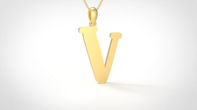 Model 998 V Bone Initial Letter Alphabet Pendant 3D model 3D printable ...