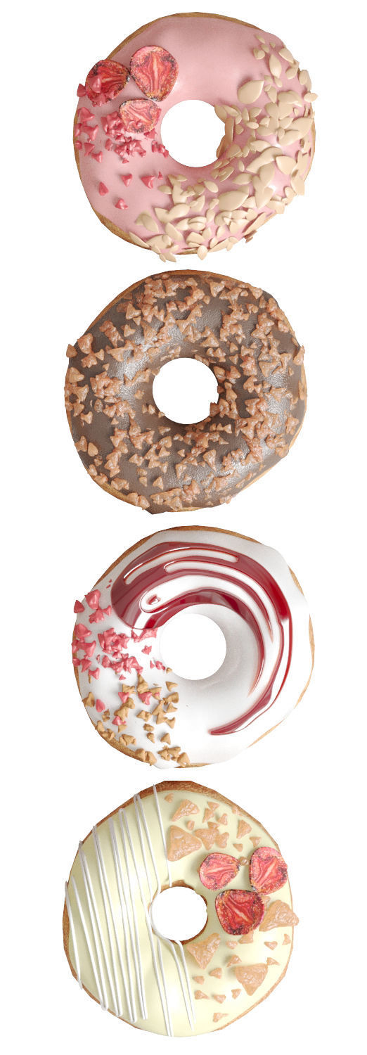 Donut set 2 group of donuts 3D model | CGTrader