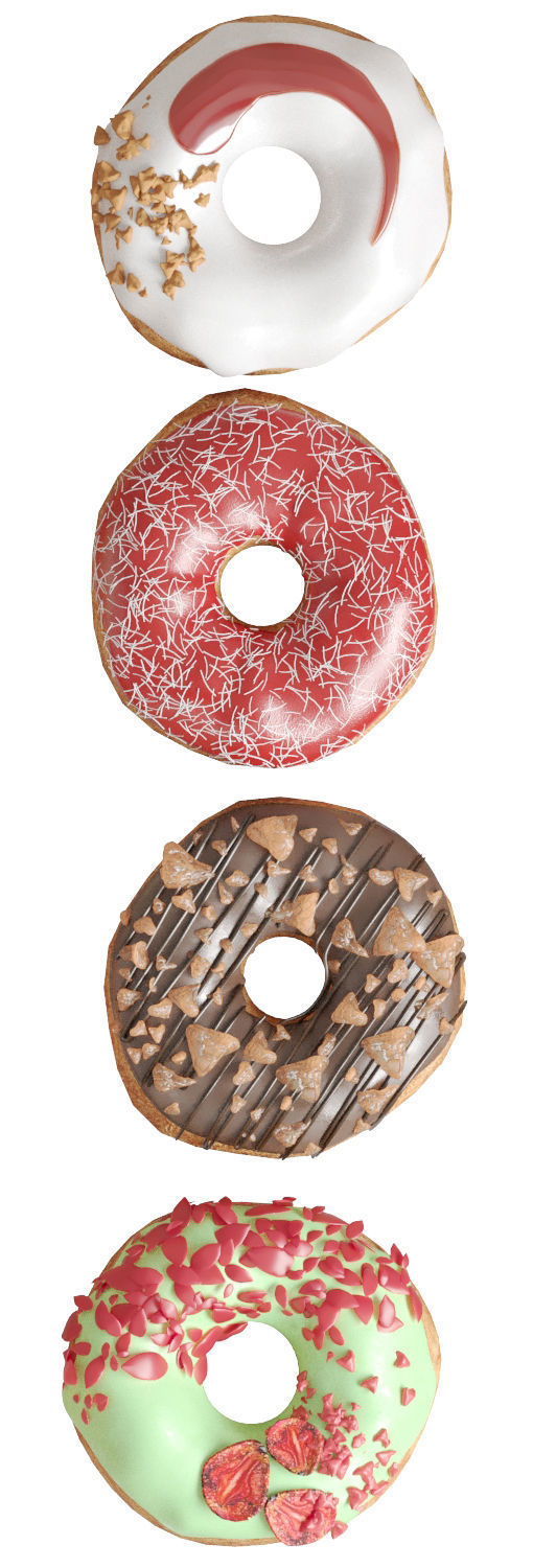 Donut set 2 group of donuts 3D model | CGTrader