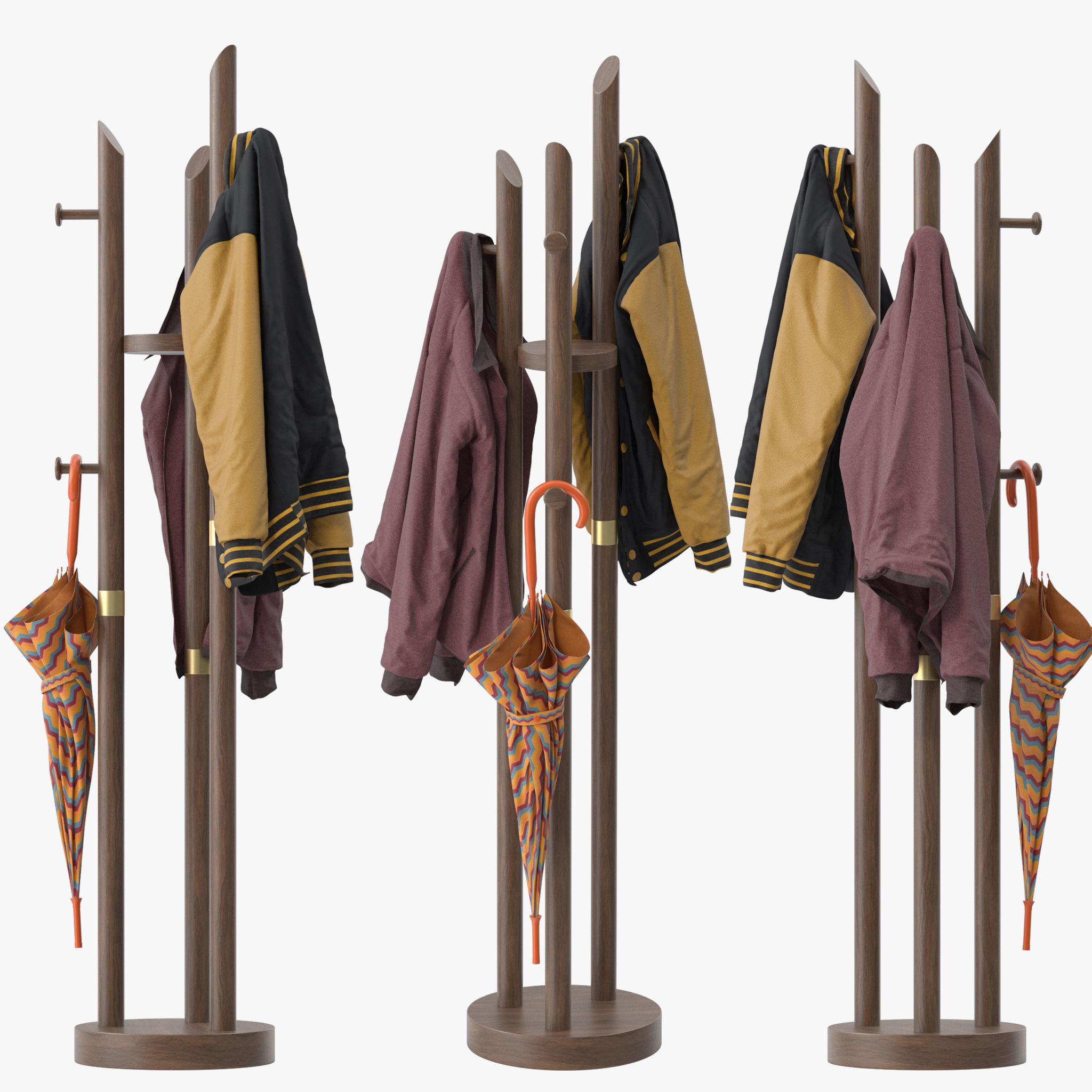 Solid Wood Room Coat Rack 3D model | CGTrader