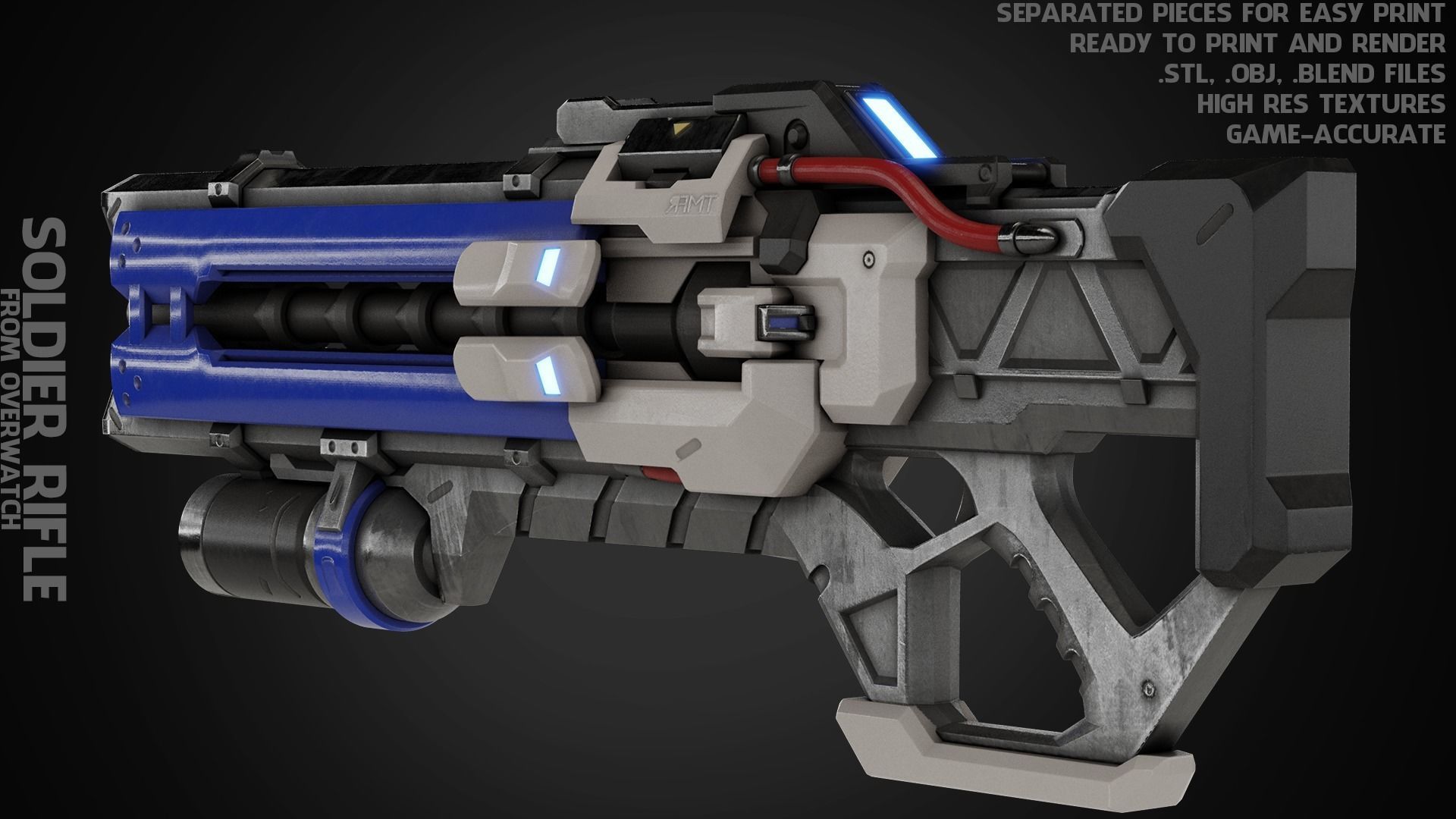 Overwatch Soldier-76 Rifle for Cosplay 3D model 3D printable | CGTrader