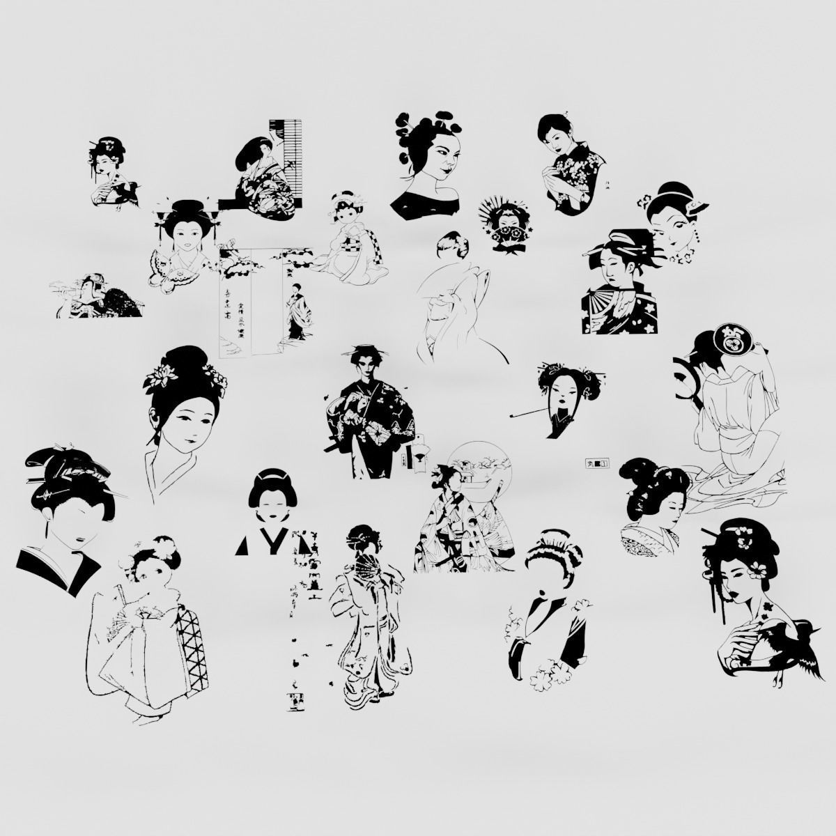 Japanese women patterns for 3D printing 3D model 3D printable | CGTrader