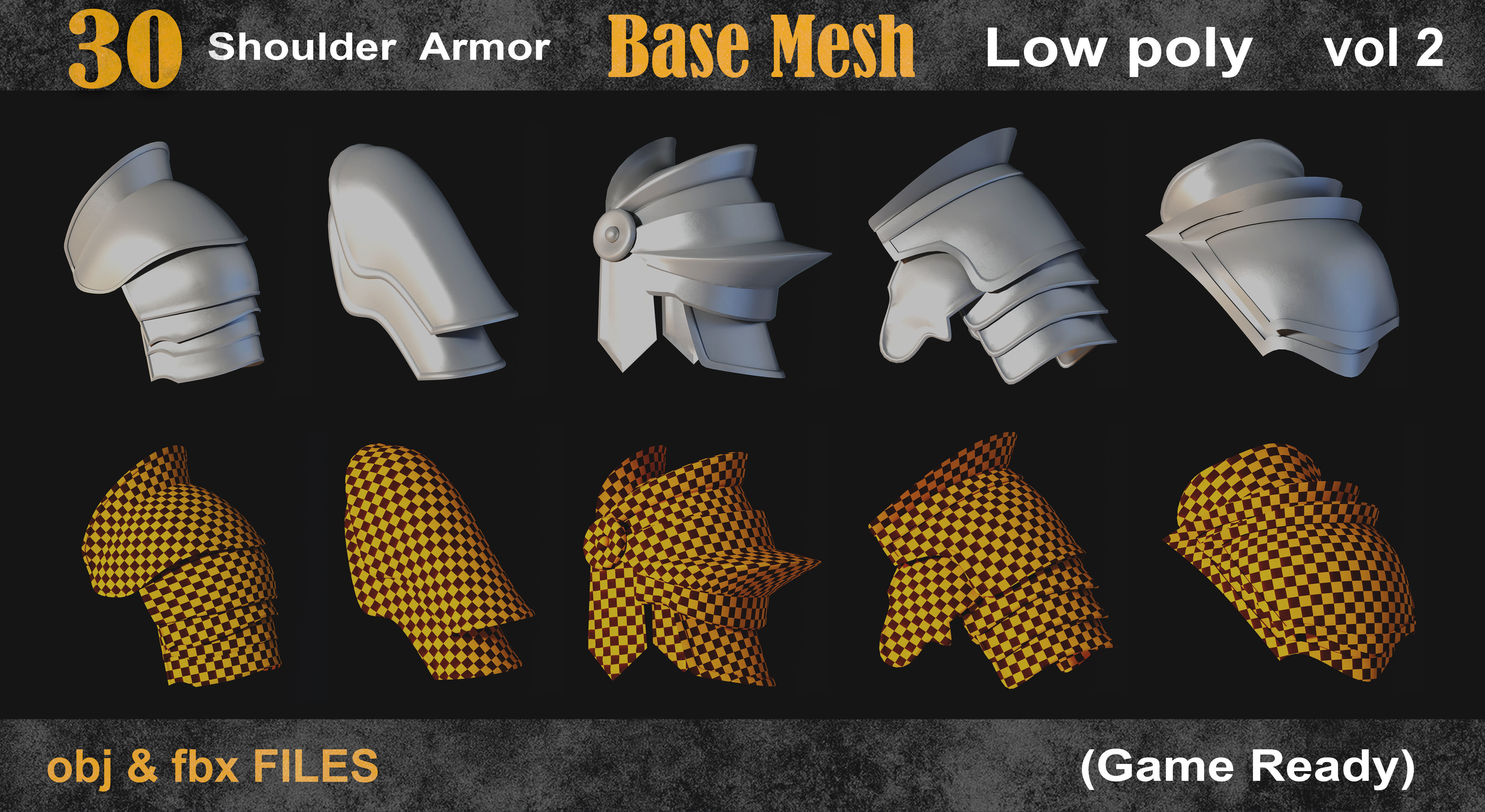 3D model 30 shoulder armor basemesh vol 2 VR / AR / low-poly | CGTrader