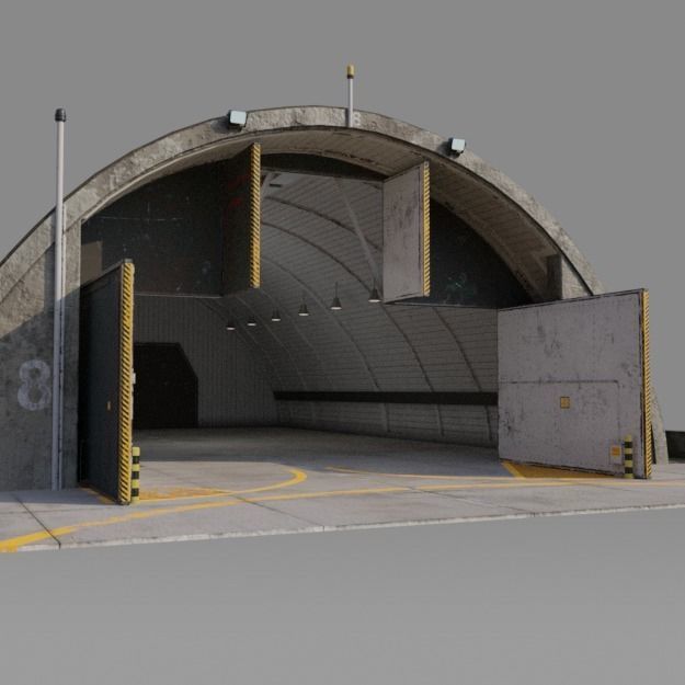 NATO AIRCRAFT SHELTER V1 with Full Grass roof free VR / AR / low-poly ...