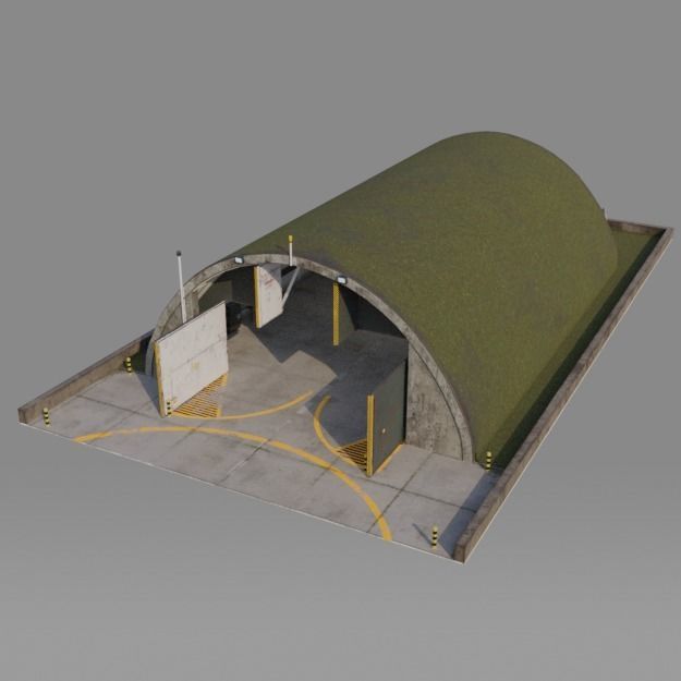 NATO AIRCRAFT SHELTER V1 with Full Grass roof free VR / AR / low-poly ...