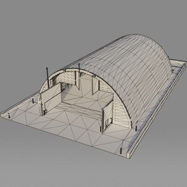 NATO AIRCRAFT SHELTER V1 with Full Grass roof free VR / AR / low-poly ...