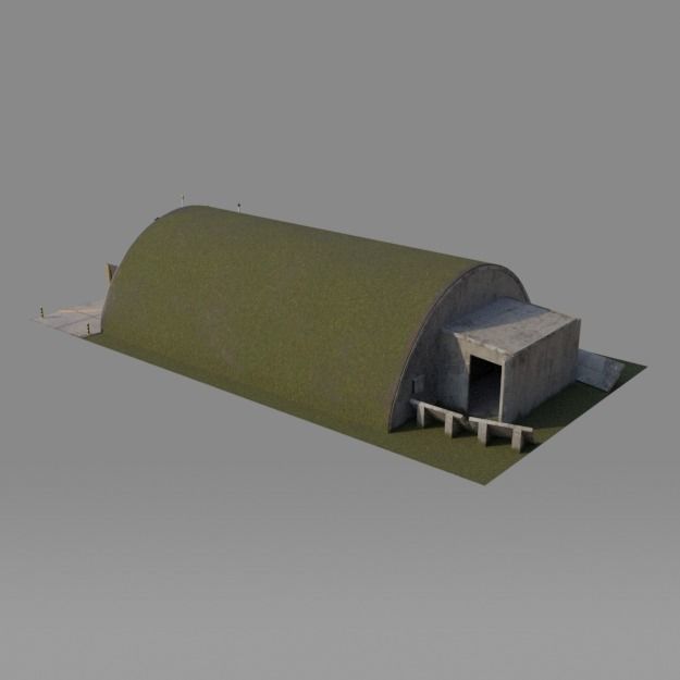 NATO AIRCRAFT SHELTER V1 with Full Grass roof free VR / AR / low-poly ...