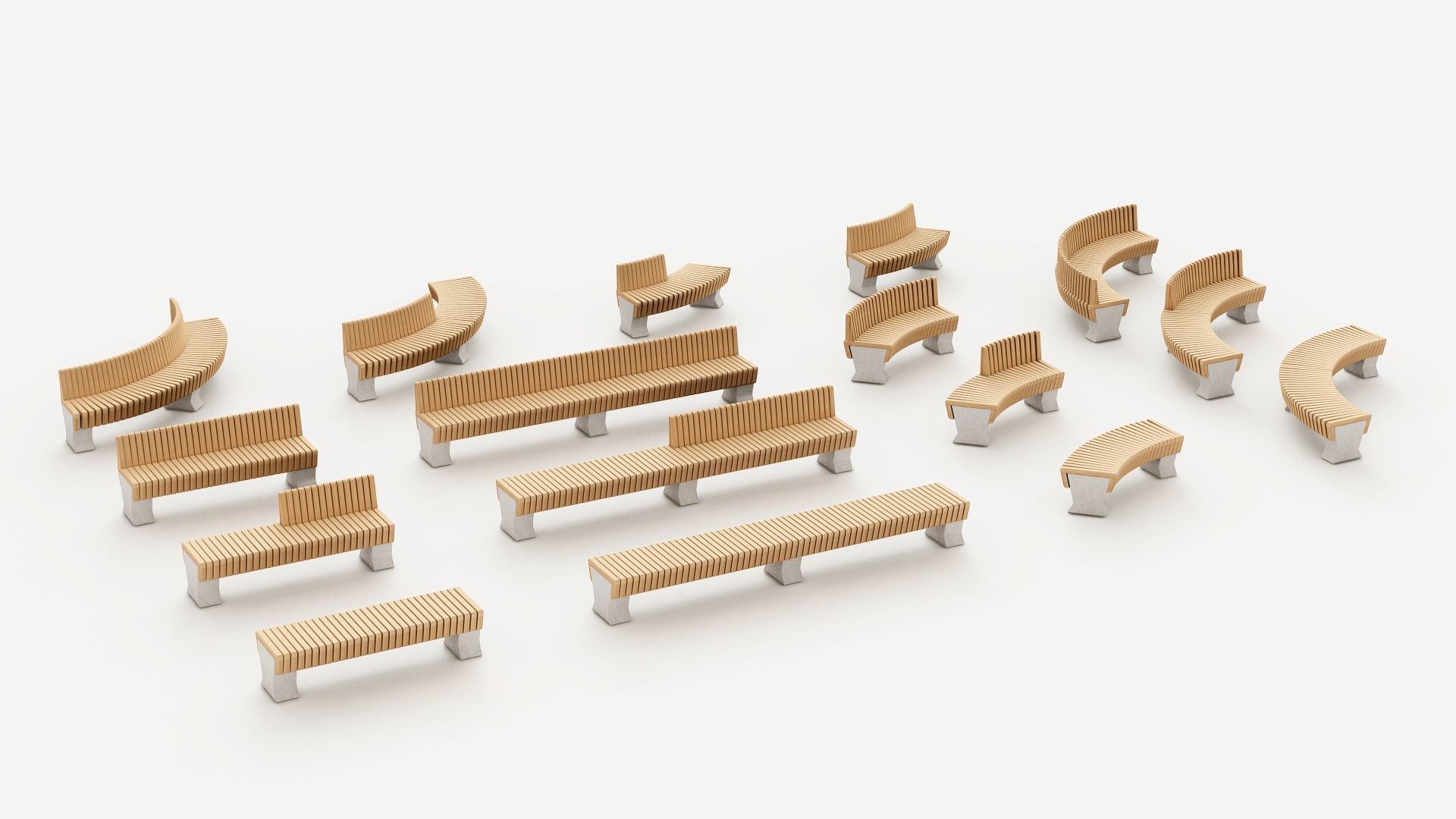 Modular benches 01 3D model | CGTrader
