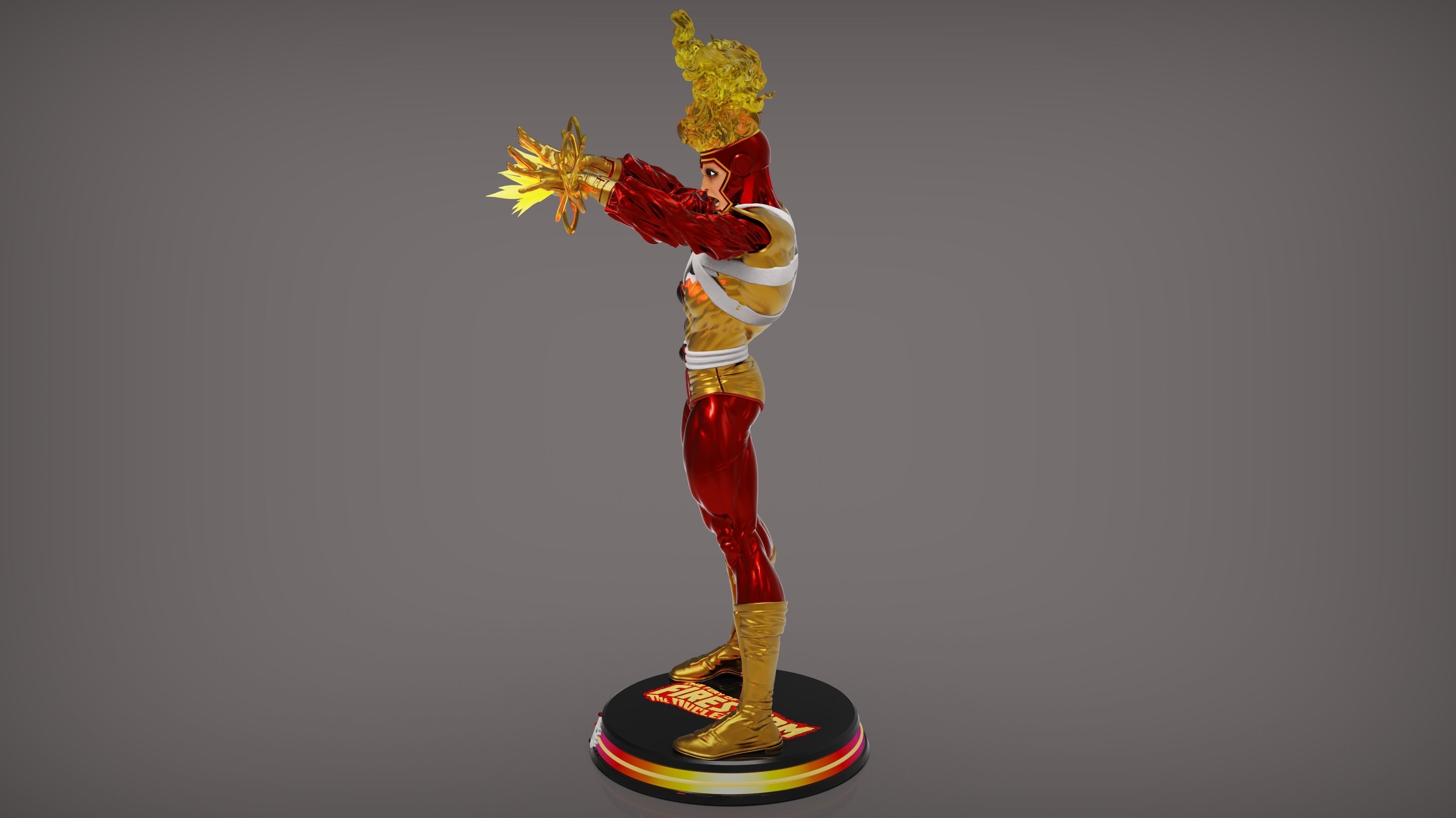 Firestorm statue of superhero with flames 3D model 3D printable | CGTrader