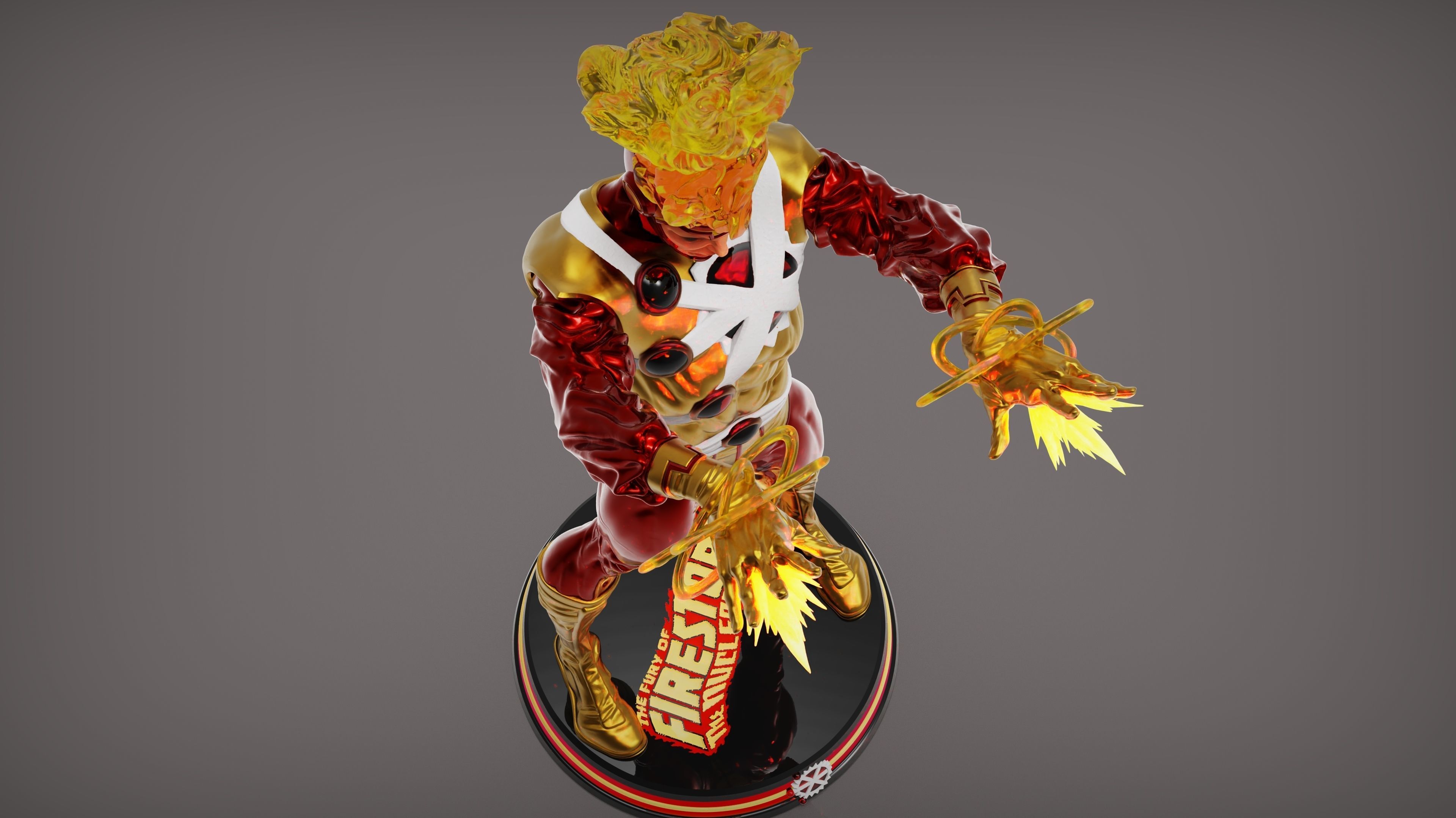 Firestorm statue of superhero with flames 3D model 3D printable | CGTrader