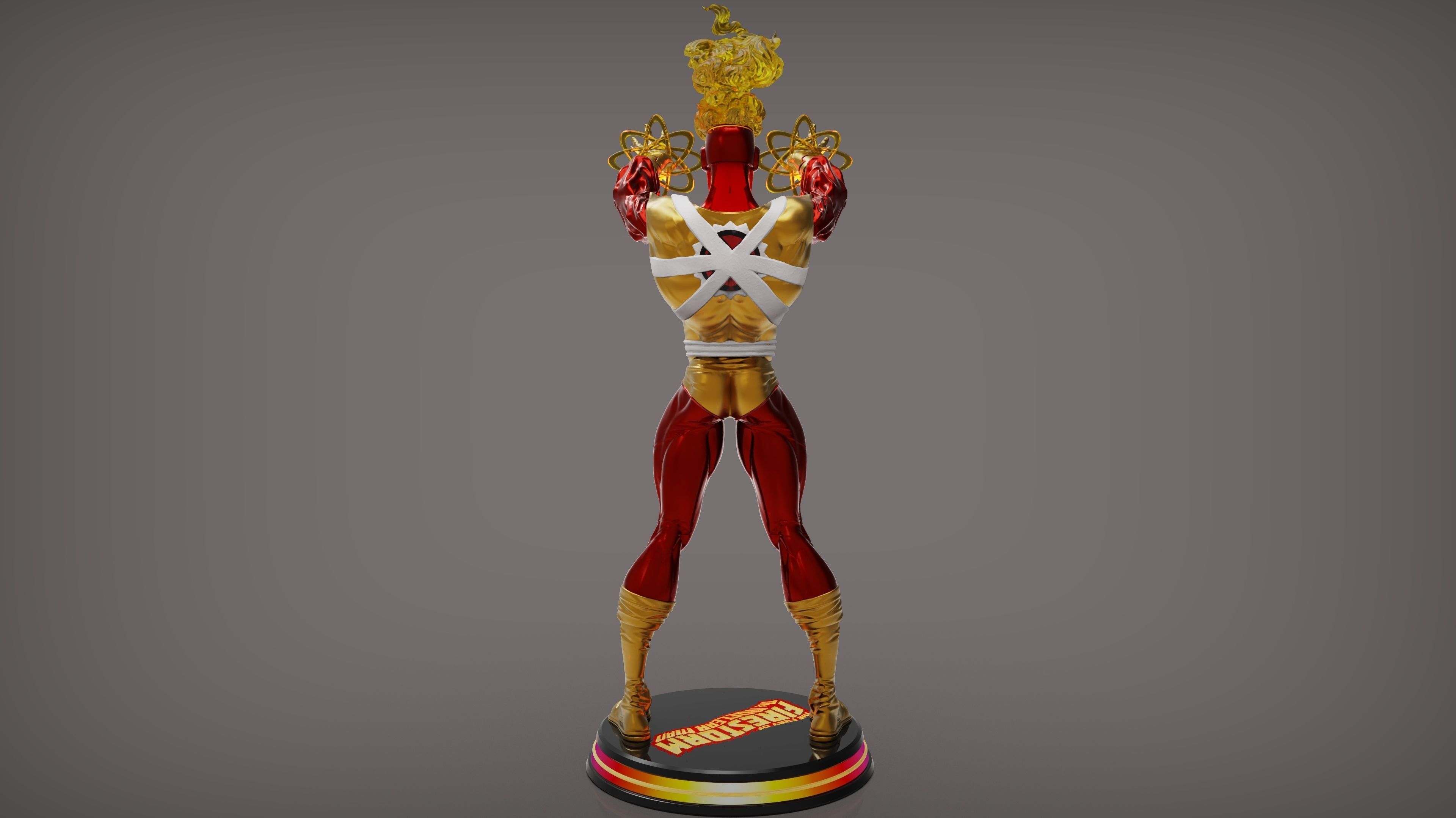 Firestorm statue of superhero with flames 3D model 3D printable | CGTrader