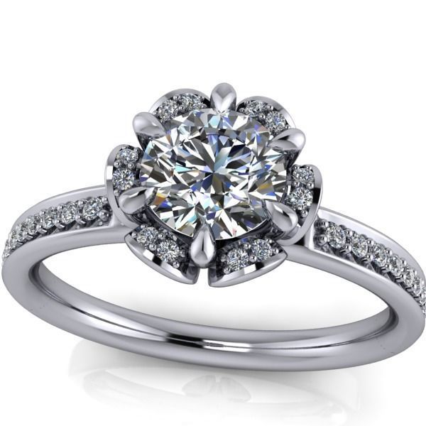 Cluster Halo Vintage Flower design modern bridal rings wedding 3D model ...