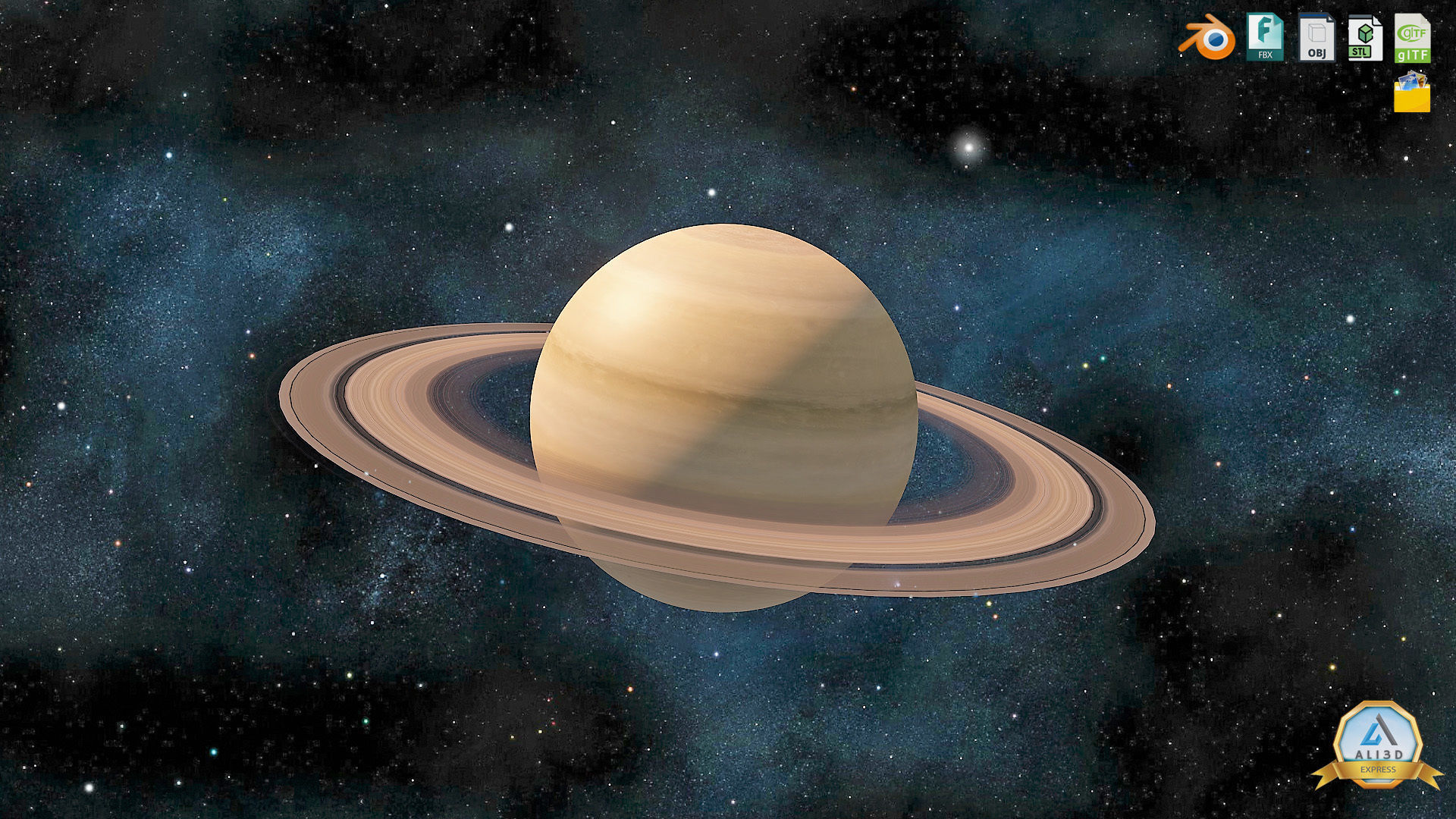 3D model Detailed Saturn with rings Planet in Space 8k Textures VR / AR ...