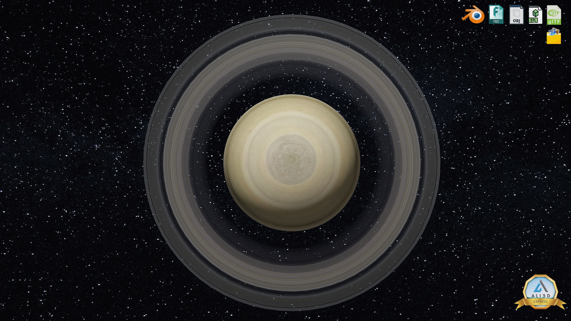 3D model Detailed Saturn with rings Planet in Space 8k Textures VR / AR ...