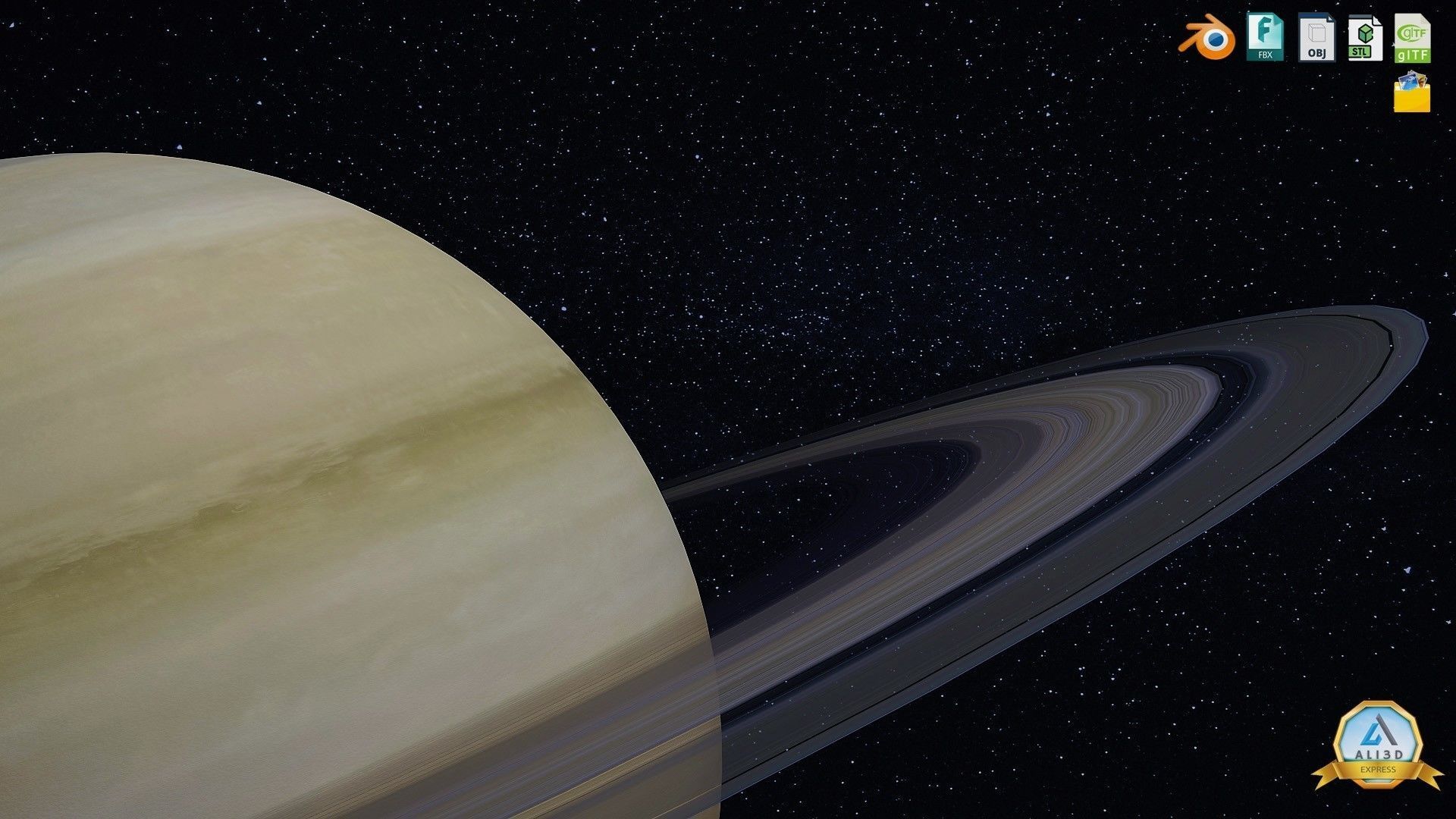 3D model Detailed Saturn with rings Planet in Space 8k Textures VR / AR ...