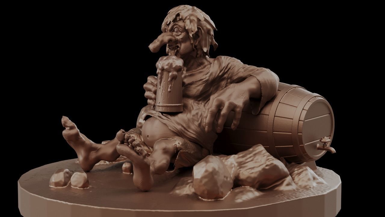 Troll with Beer 3D model 3D printable | CGTrader
