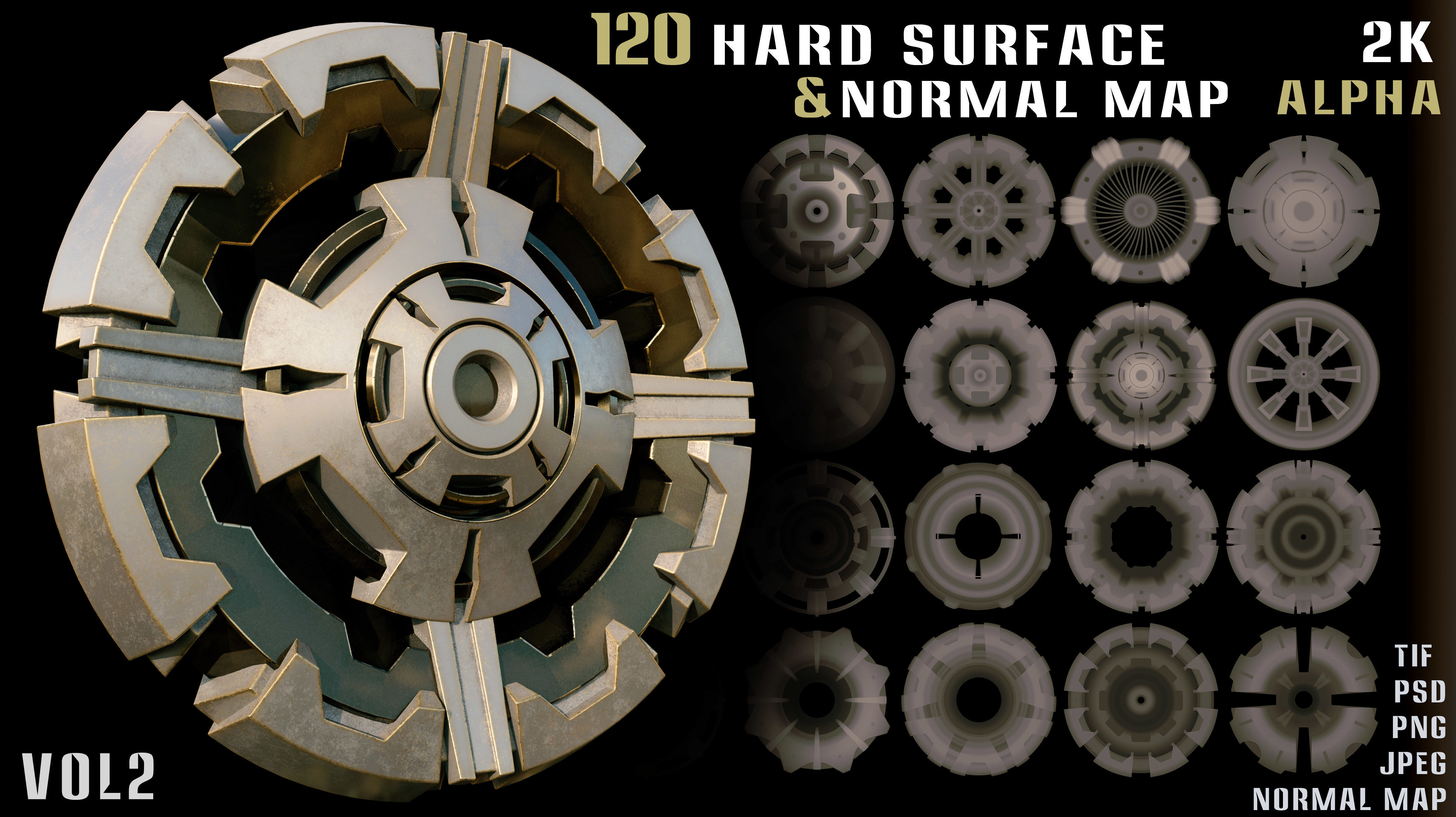 120 Hardsurfase Alpha and Normal Map-Vol2 3D model | CGTrader