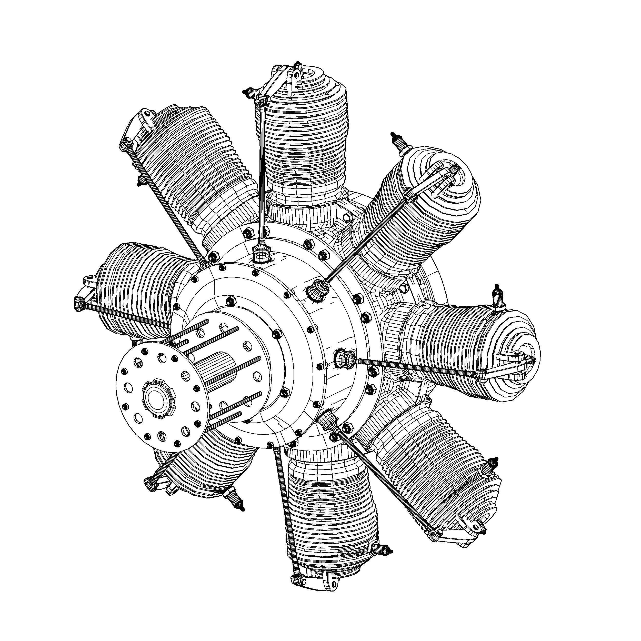 Rotary engine Gnome Monosoupape 3D print ready 3D model 3D printable ...