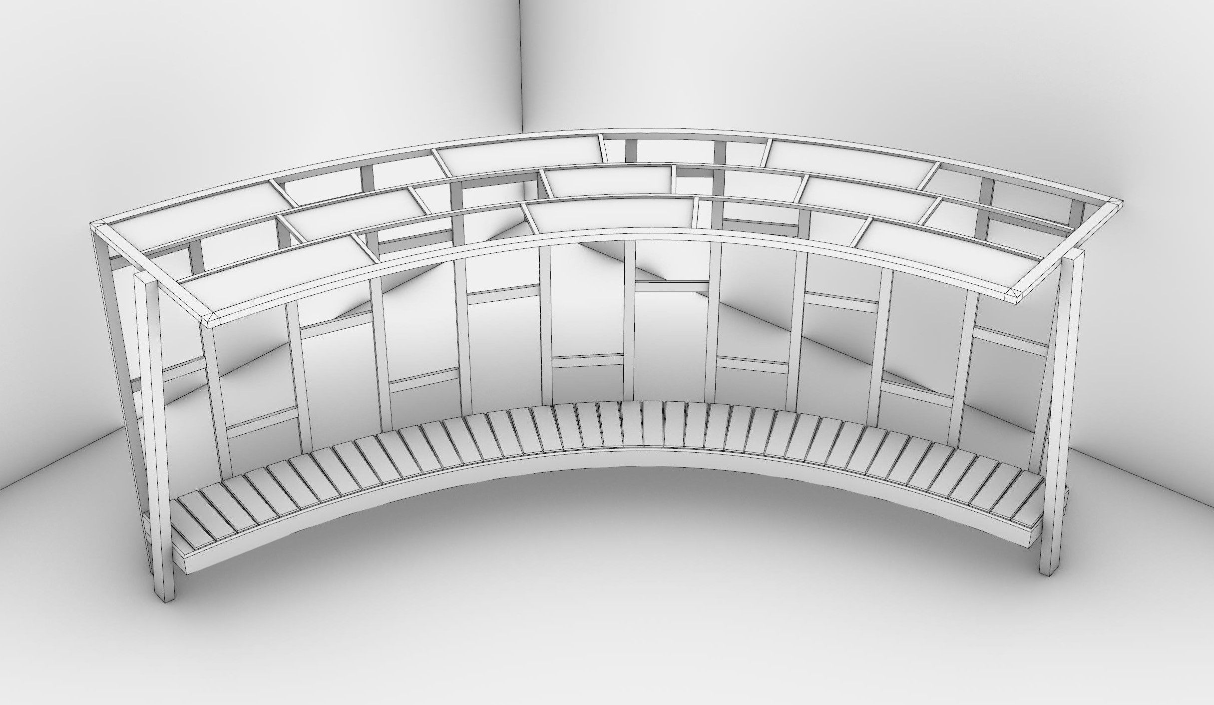 Camellia curved bench 3D model | CGTrader