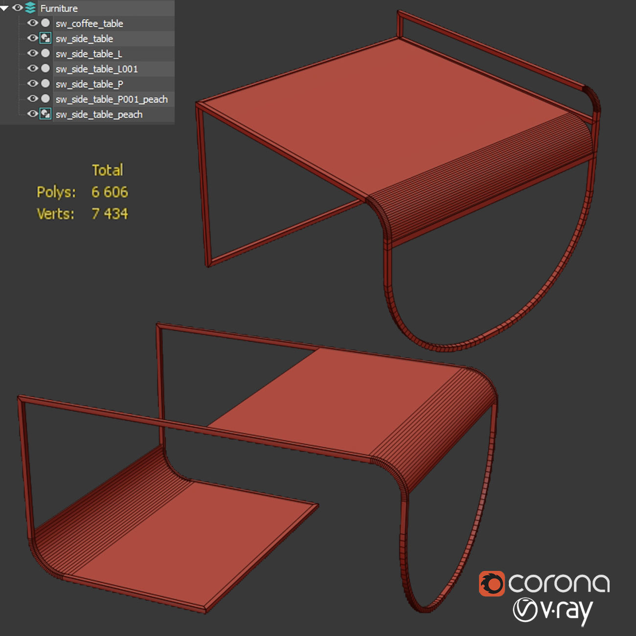 soft geometry sw tables set 3D model | CGTrader