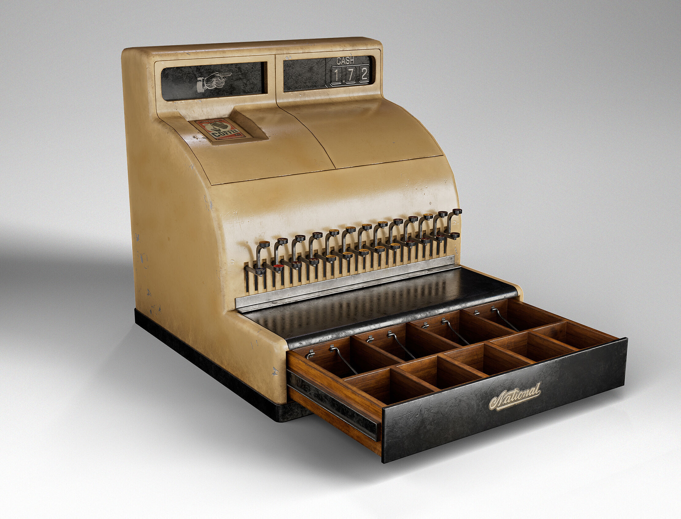 3D model Old Cash Register - Retro Diner Cash Machine VR / AR / low ...