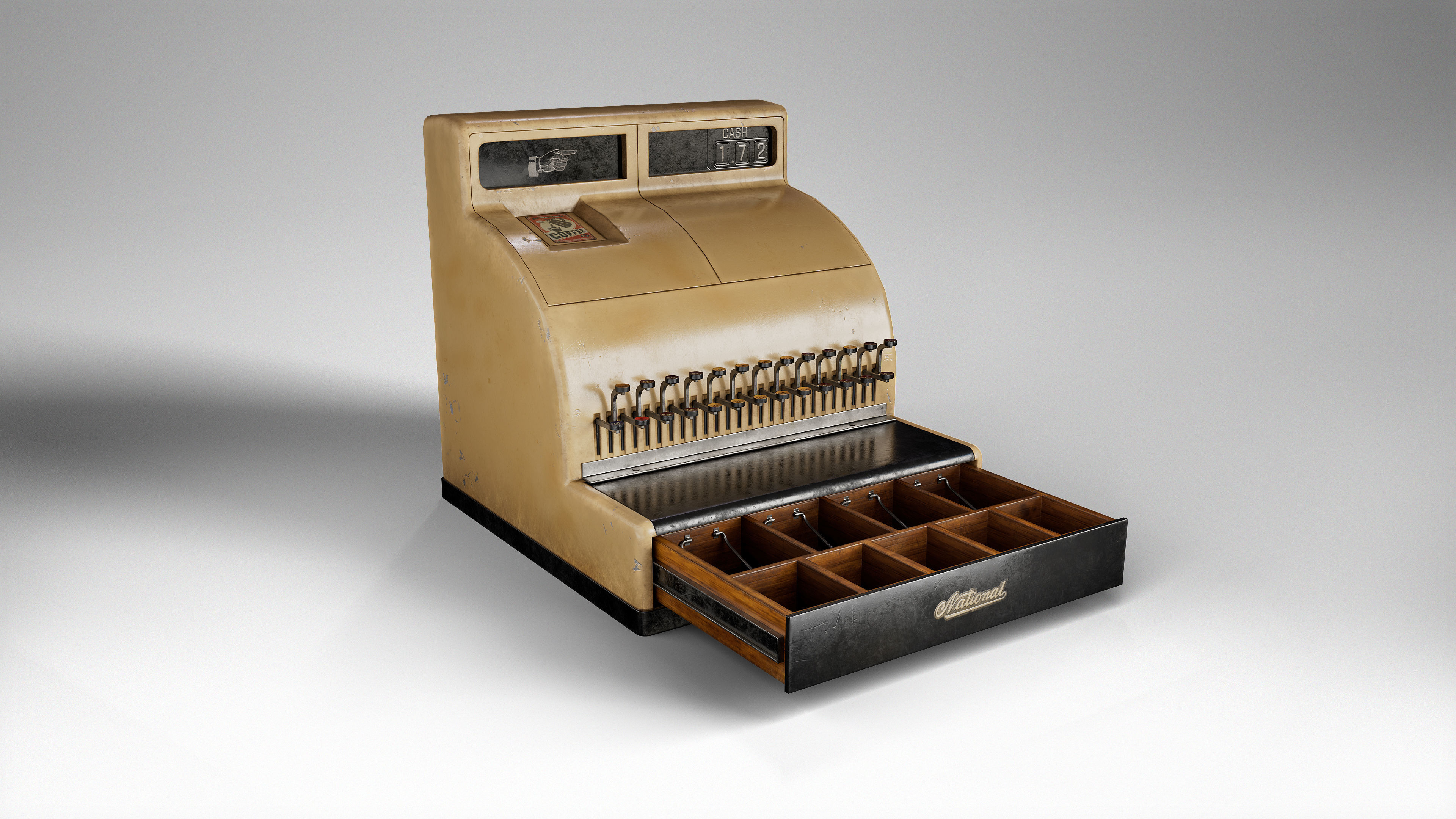 3D model Old Cash Register - Retro Diner Cash Machine VR / AR / low ...