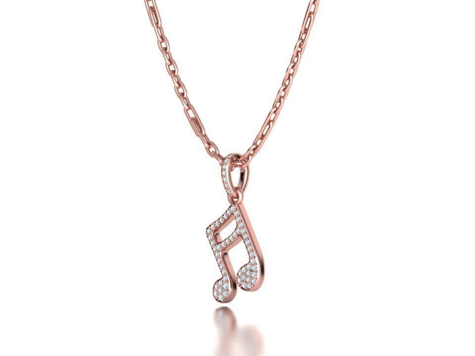 Diamond Music Note Pendant 17mm Music Necklace 3dmodel 3D model 3D ...