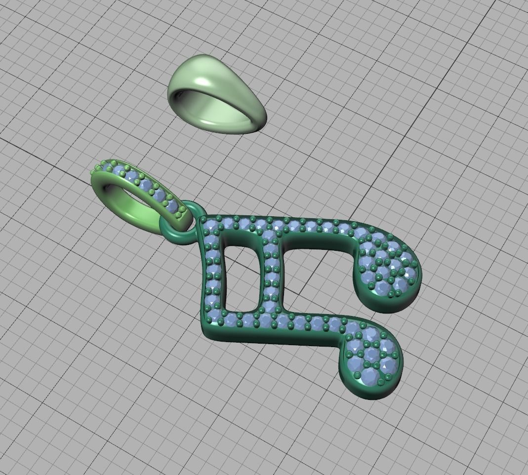 Diamond Music Note Pendant 17mm Music Necklace 3dmodel 3D model 3D ...