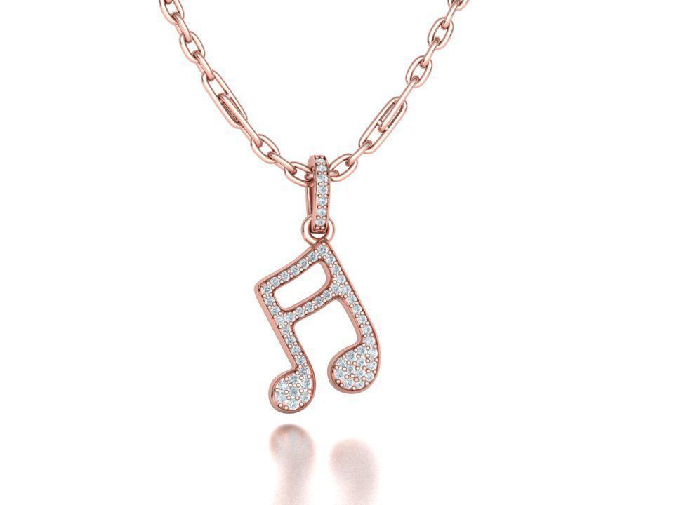 Diamond Music Note Pendant 17mm Music Necklace 3dmodel 3D model 3D ...