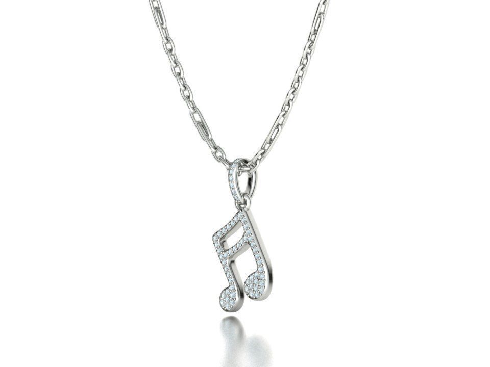 Diamond Music Note Pendant 17mm Music Necklace 3dmodel 3D model 3D ...
