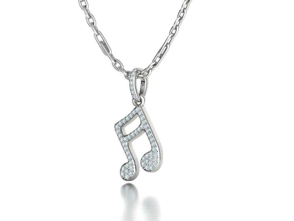 Diamond Music Note Pendant 17mm Music Necklace 3dmodel 3D model 3D ...