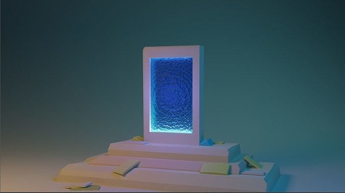 3D model LowPoly Portal monument with light in it VR / AR / low-poly ...
