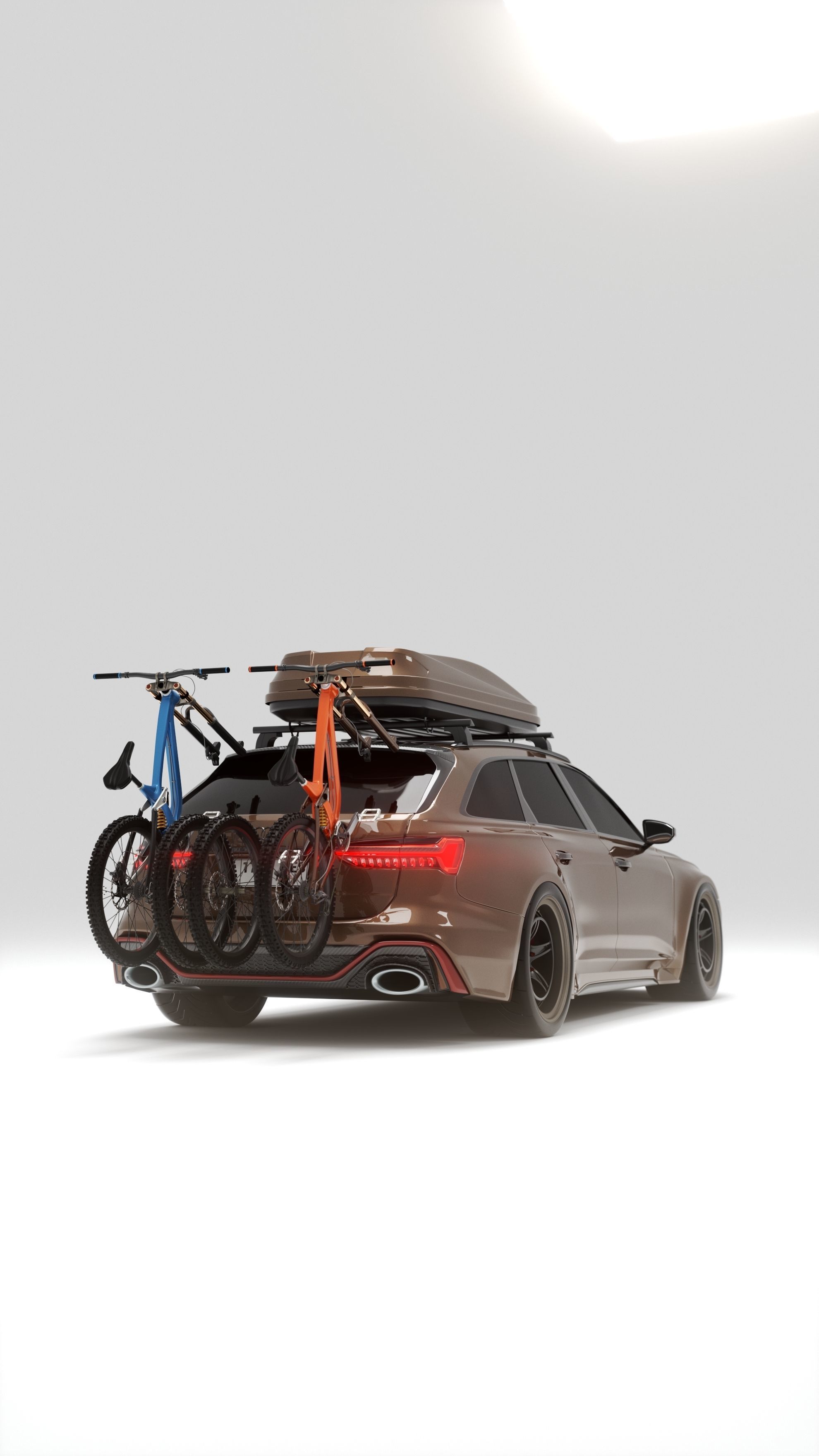 Audi RS 6 Avant with Bike and Roofbox 3D model animated | CGTrader