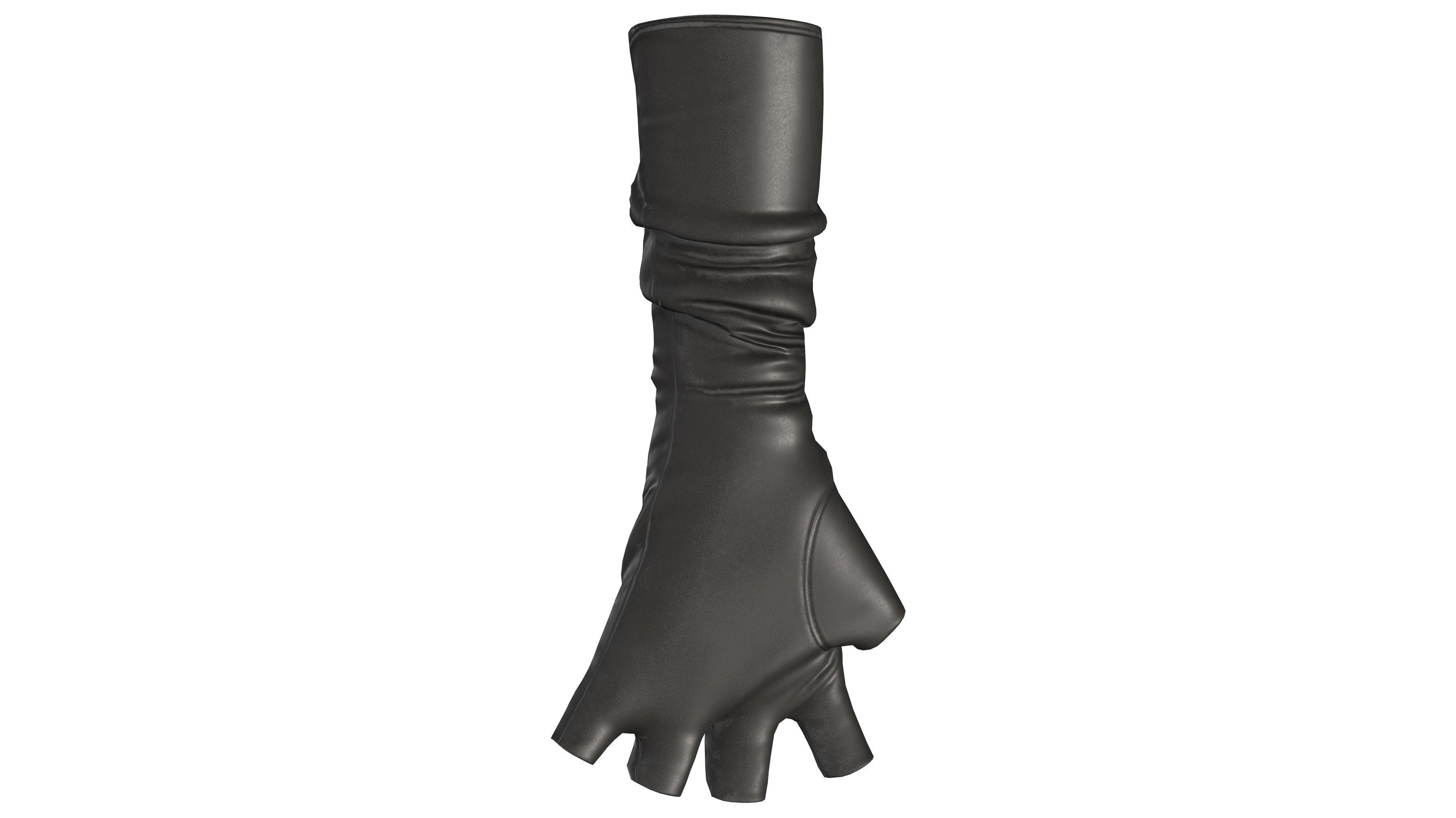 3D model Black Leather Fingerless Gloves VR / AR / low-poly | CGTrader